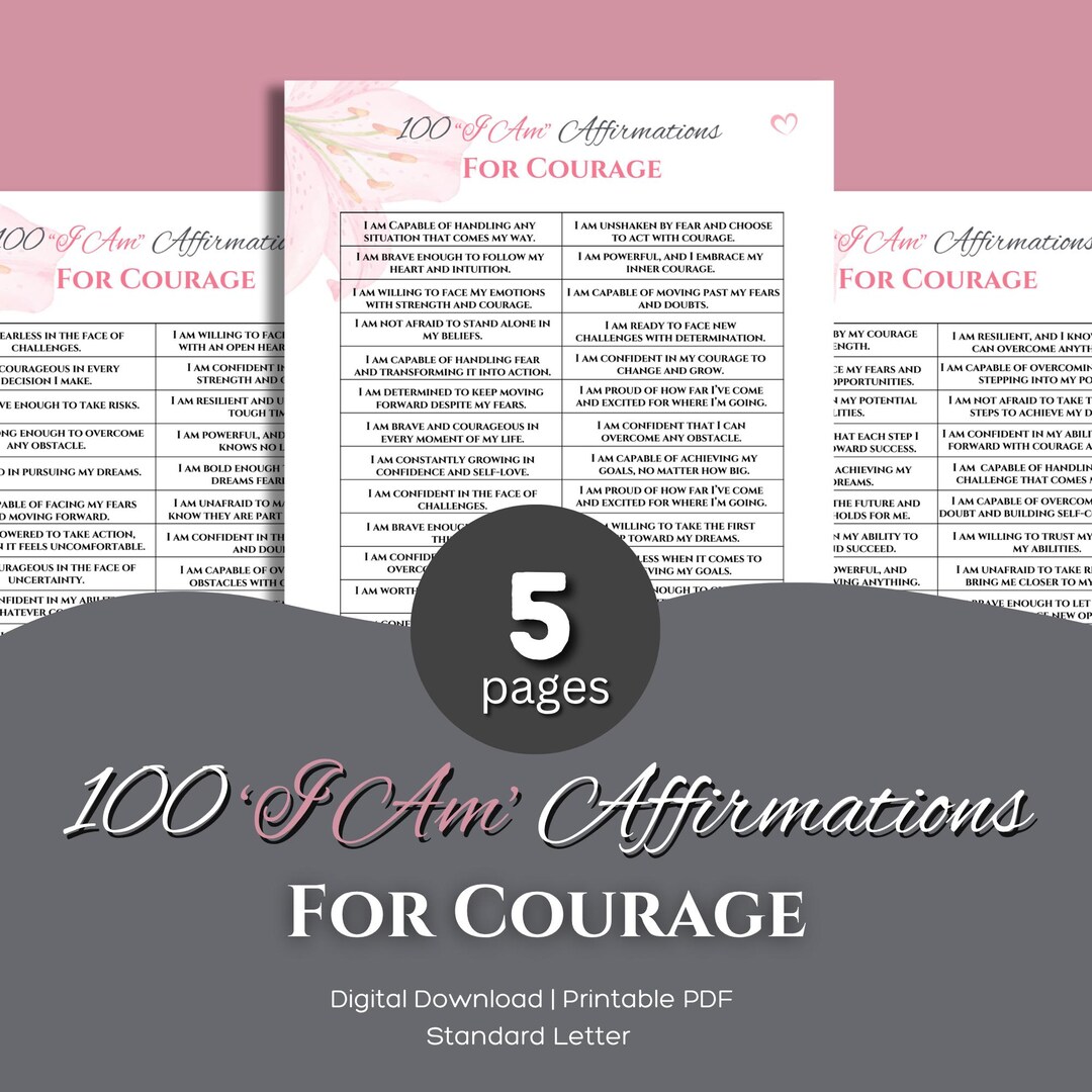 100 Printable Courage Affirmations | Daily Confidence Boost & Bravery ...