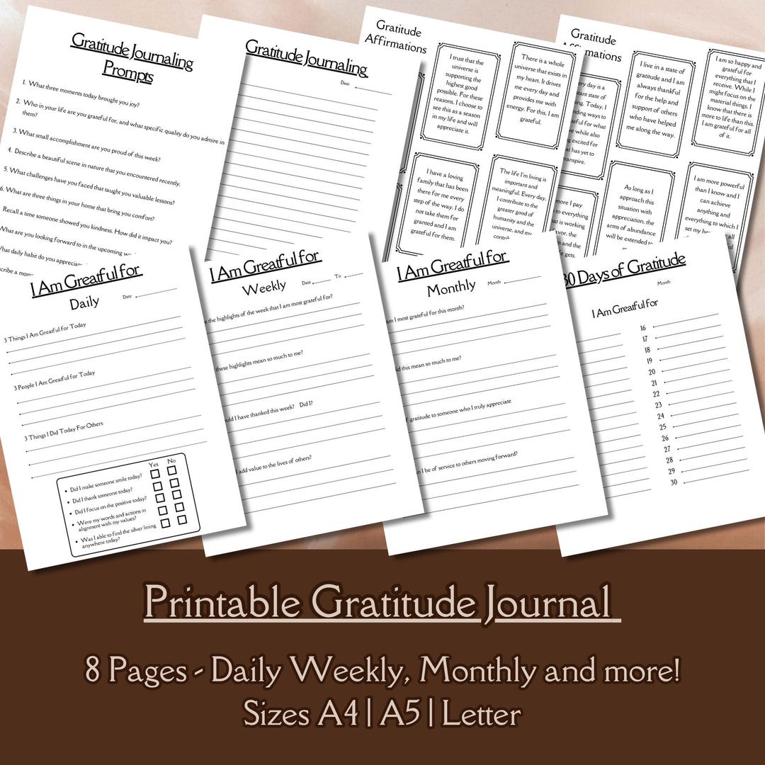 Gratitude Journal | Printable Journal Prompt | Positive Affirmation ...