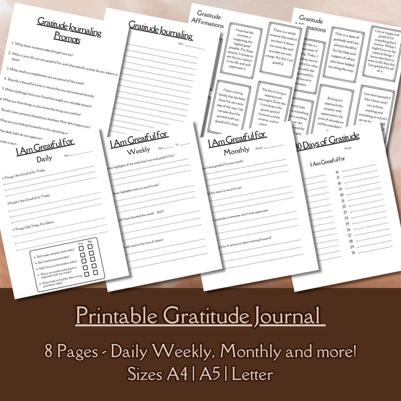 Gratitude Journal | Printable Journal Prompt | Positive Affirmation ...