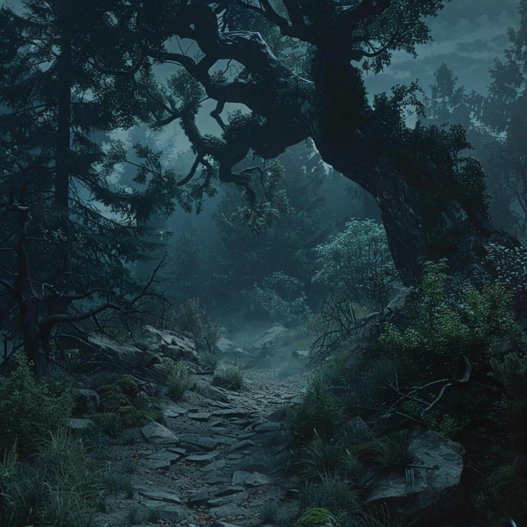 28 Spooky Haunted Tree Clipart, Dark Forest Path Clipart, Gothic ...