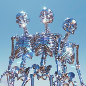 24 Shiny Skeleton Trio Clipart, Metallic Skeleton Digital Art, Gothic ...