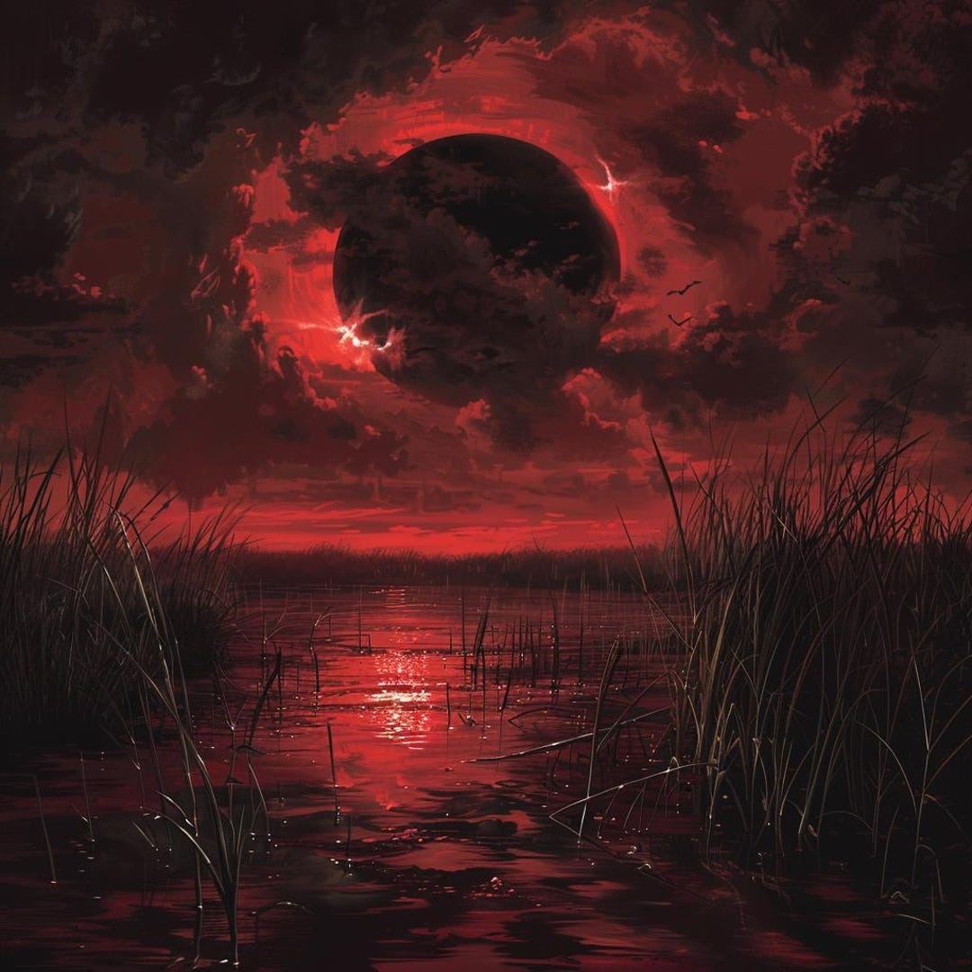 24 Dark Red Eclipse Clipart, Mysterious Night Sky Art, Gothic Clipart ...