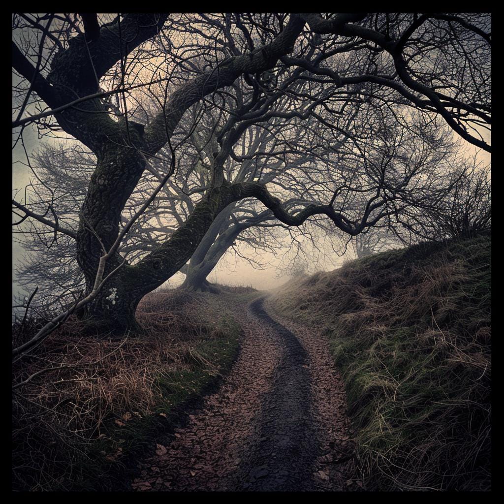 28 Spooky Haunted Tree Clipart, Dark Forest Path Clipart, Gothic ...