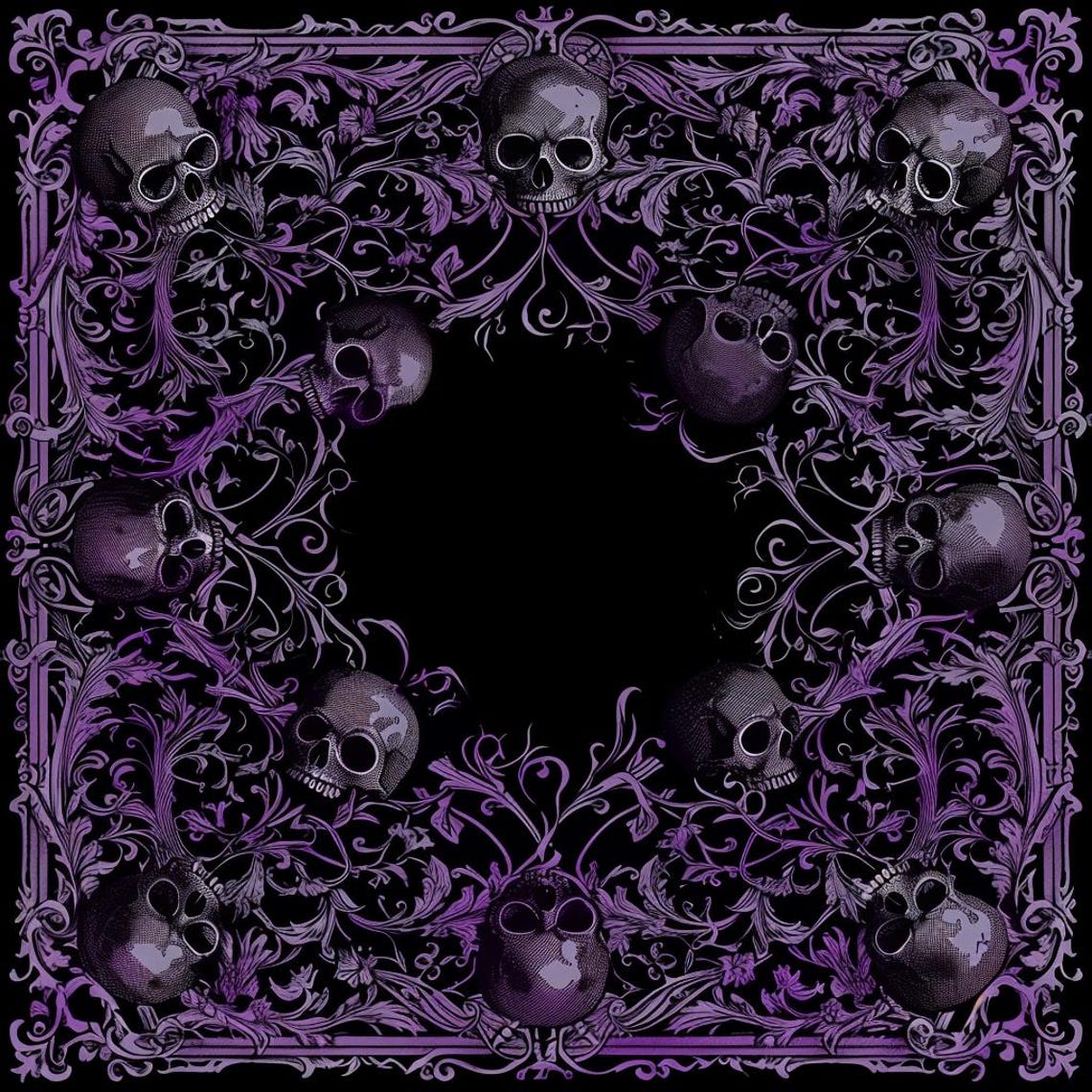 24 Gothic Skull Floral Frame Clipart, Dark Ornate Border Design, Gothic ...
