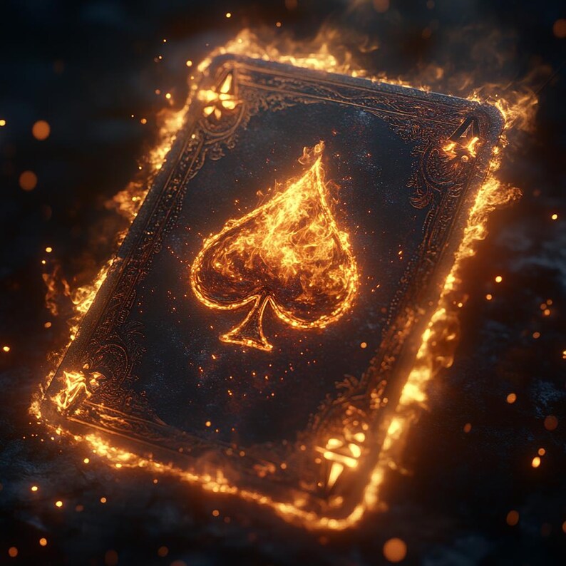 24 Fiery Playing Cards Clipart, Digital Playing Cards Art, Gothic ...