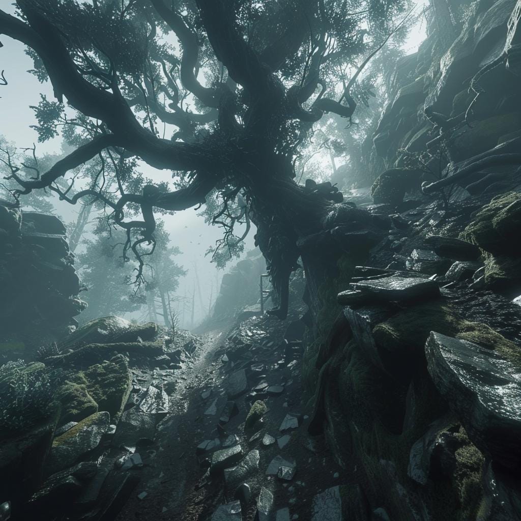 28 Spooky Haunted Tree Clipart, Dark Forest Path Clipart, Gothic ...