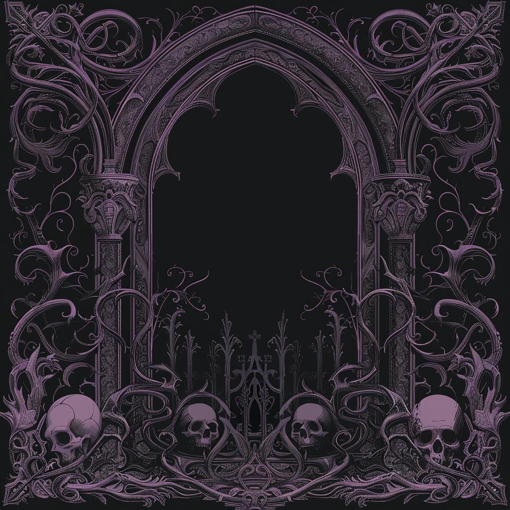 24 Gothic Skull Floral Frame Clipart, Dark Ornate Border Design, Gothic ...