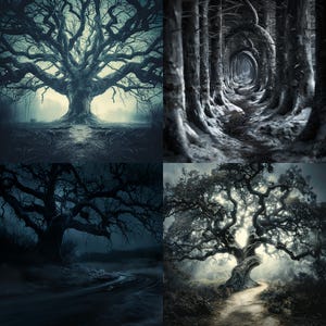 28 Spooky Haunted Tree Clipart, Dark Forest Path Clipart, Gothic ...