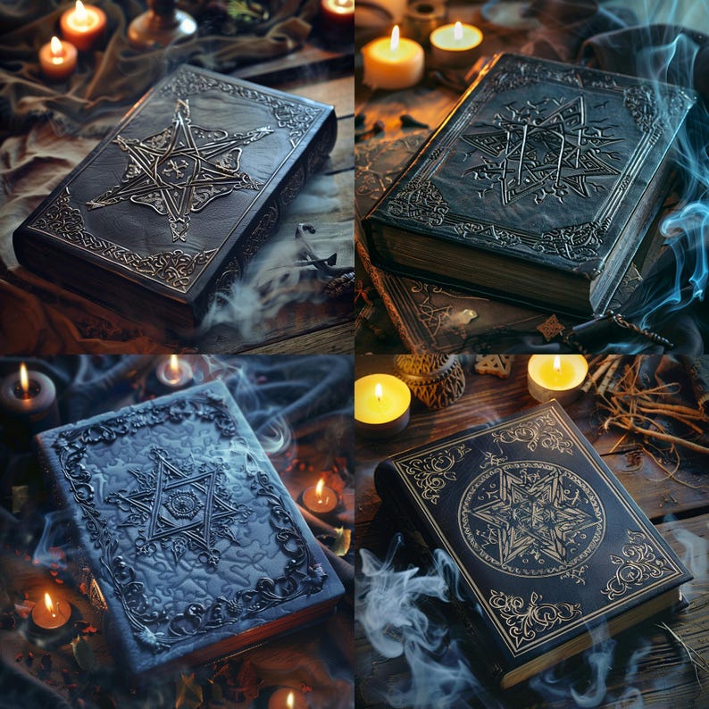 24 Gothic Spell Book Clipart, Witchcraft Grimoire, Dark Fantasy Clipart ...