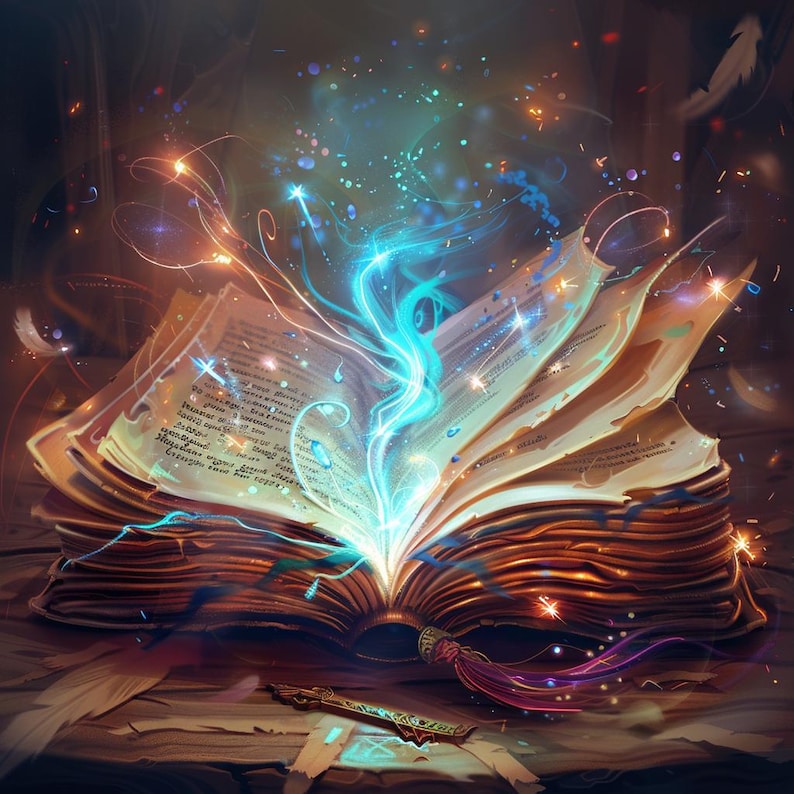 24 Magical Fantasy Book With Glowing Pages Clipart, Wiccan Clipart, Mystical Fairy Tale Art ...