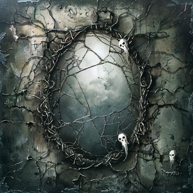 24 Haunted Mirror With Spooky Ghosts Clipart, Halloween Decor, Gothic ...