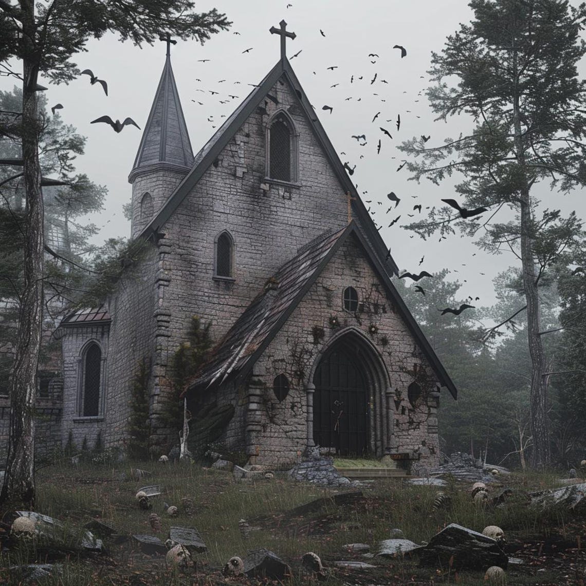 24 Gothic Church Clipart, Dark Forest Illustration, Spooky Haunted ...