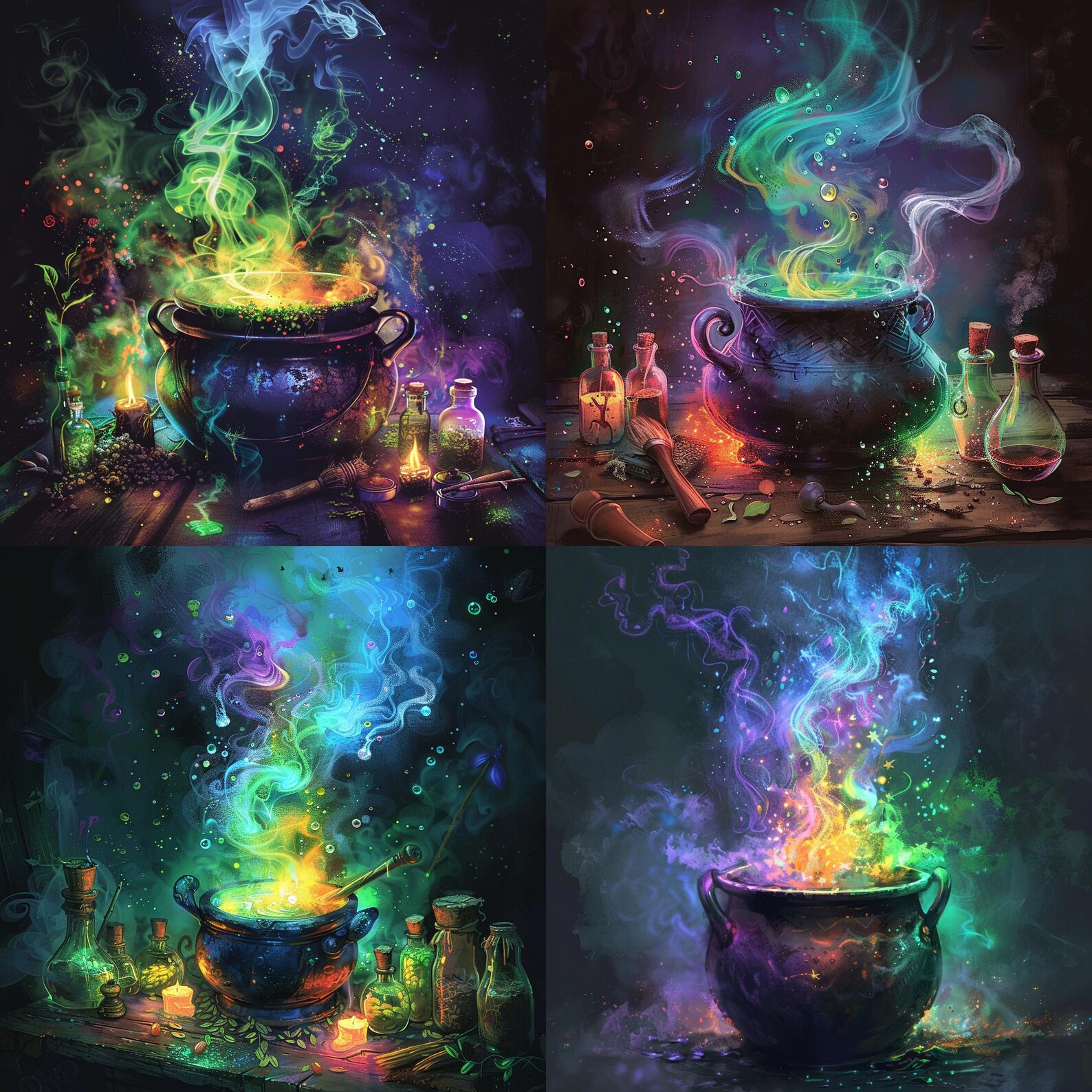 48 Magic Potion Cauldron Clipart, Fantasy Witchcraft Art, Colourful ...