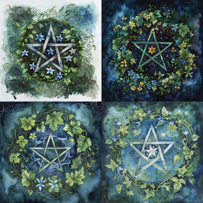 24 Mystical Pentagram Clipart, Gothic Clipart, Witchy Decor, Pagan ...
