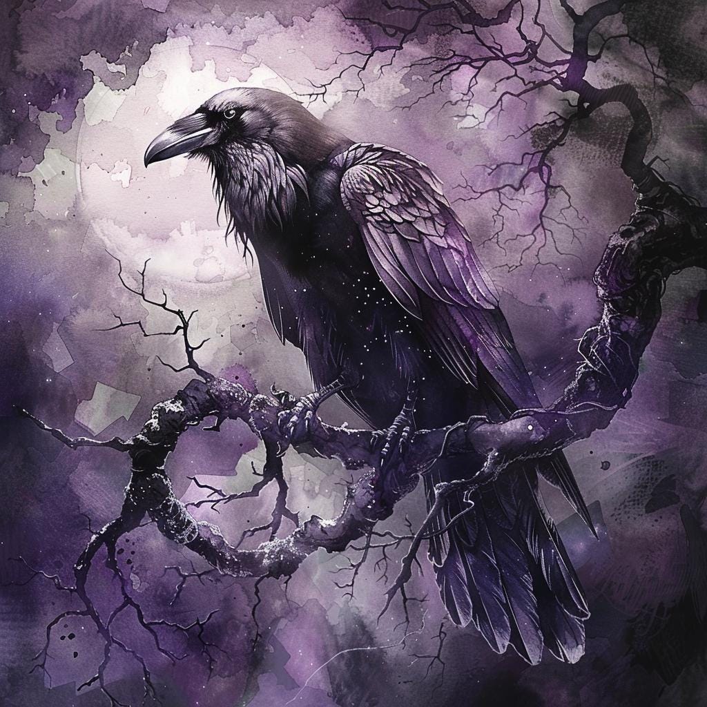 24 Raven Clipart, Gothic Clipart, Dark Crow Illustration, Raven on ...