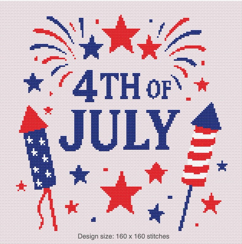 Patriotic 4th of July Cross Stitch Pattern - Etsy