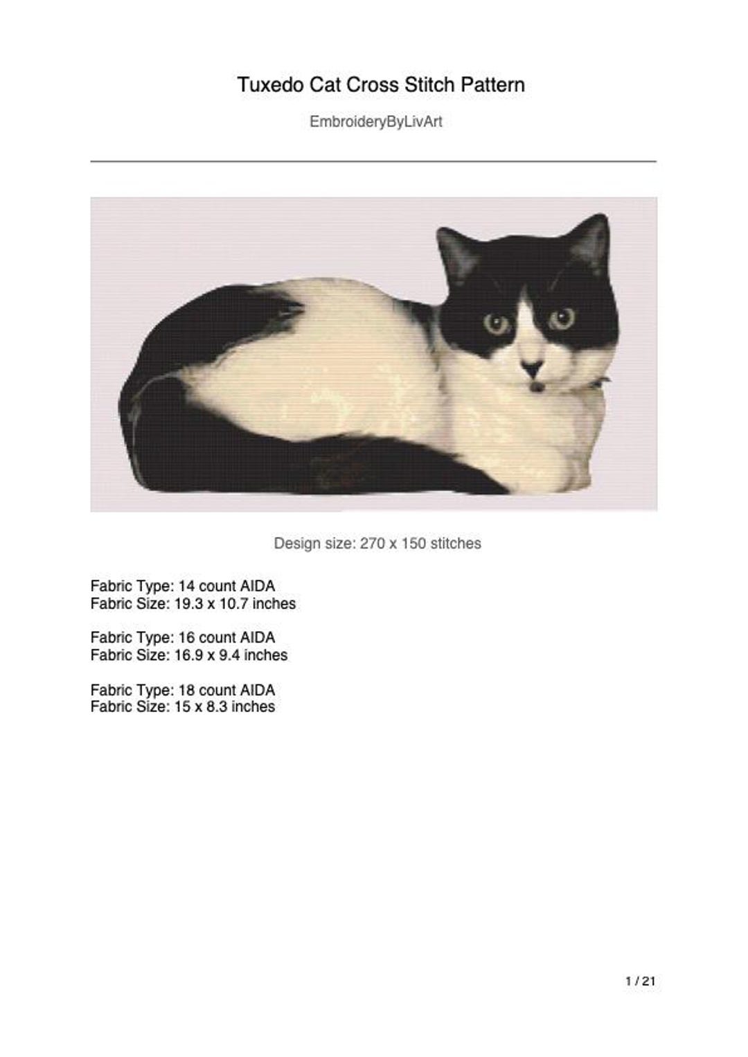 Tuxedo Cat Cross Stitch Pattern - Etsy