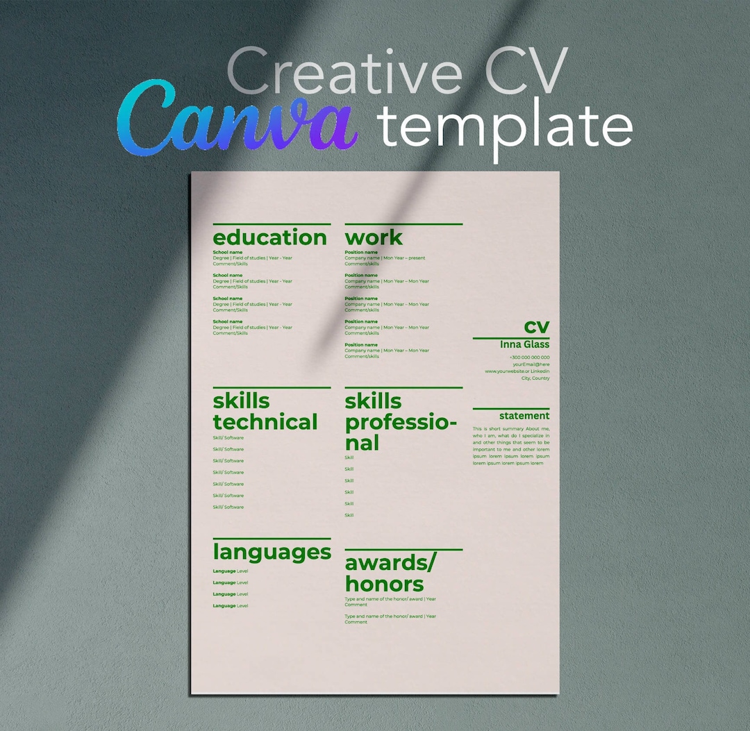 Creative Resume Template Canva | Creative Professionals | Professional ...