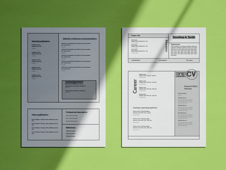 Academic Resume Template | Academic CV | Researcher CV | Phd | Research ...