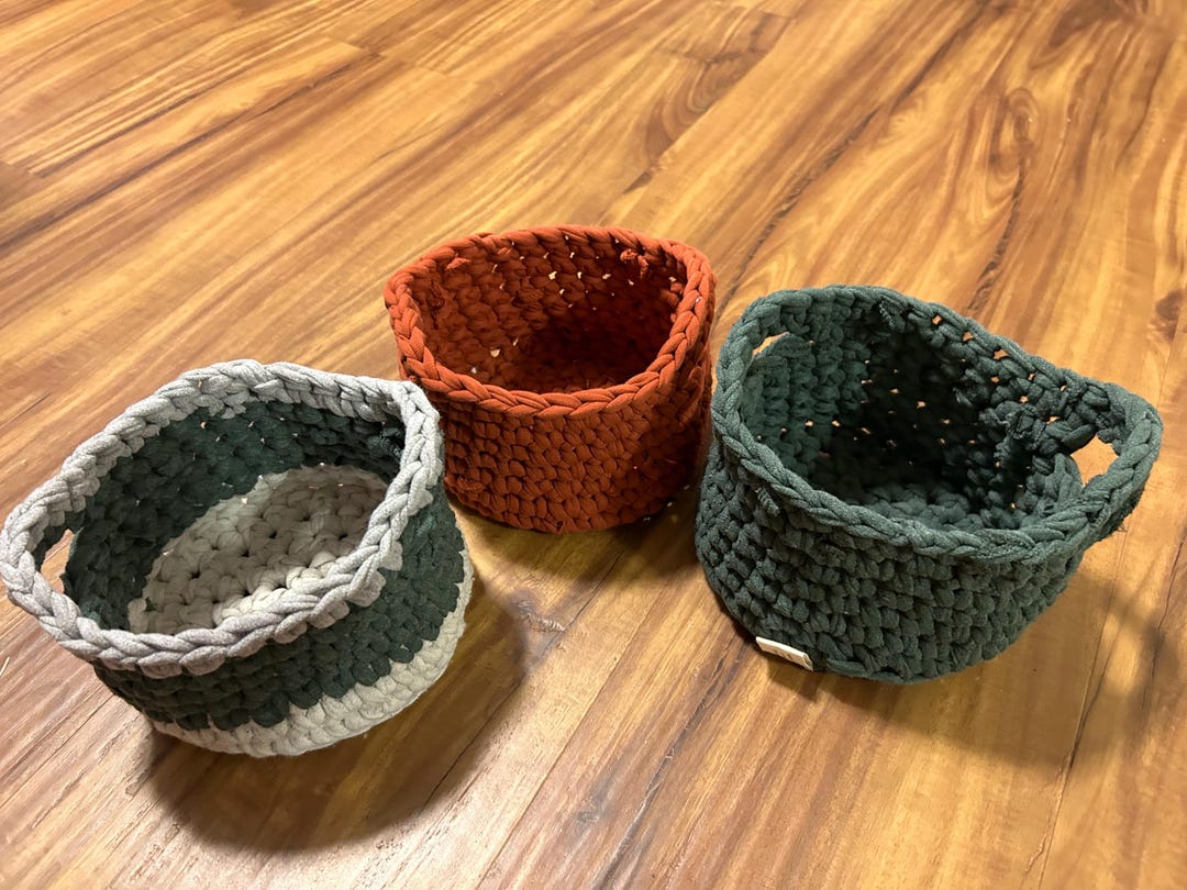 Upcycled Crochet Baskets - Etsy
