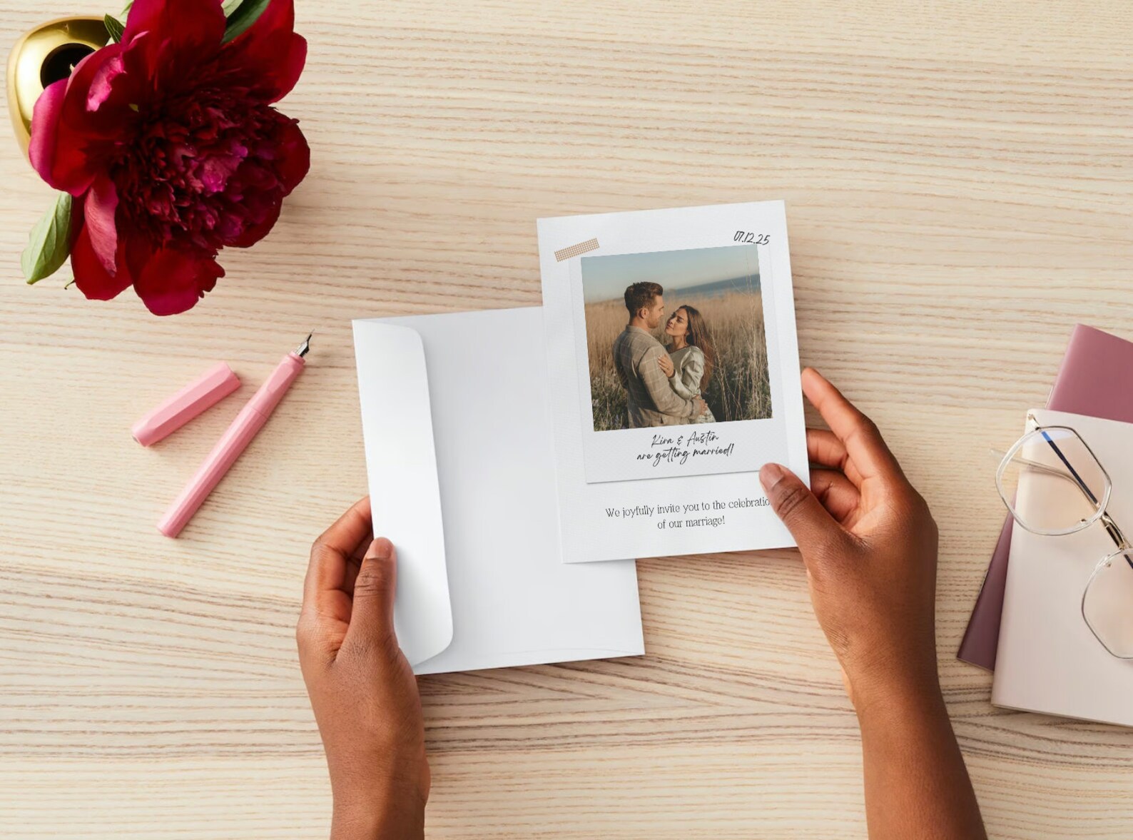 Polaroid-inspired Wedding Invitations - Customizable Vintage Photo ...