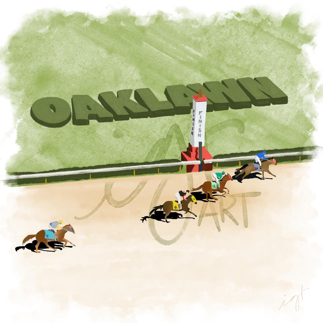Oaklawn Horse Race Digital Watercolor - Etsy