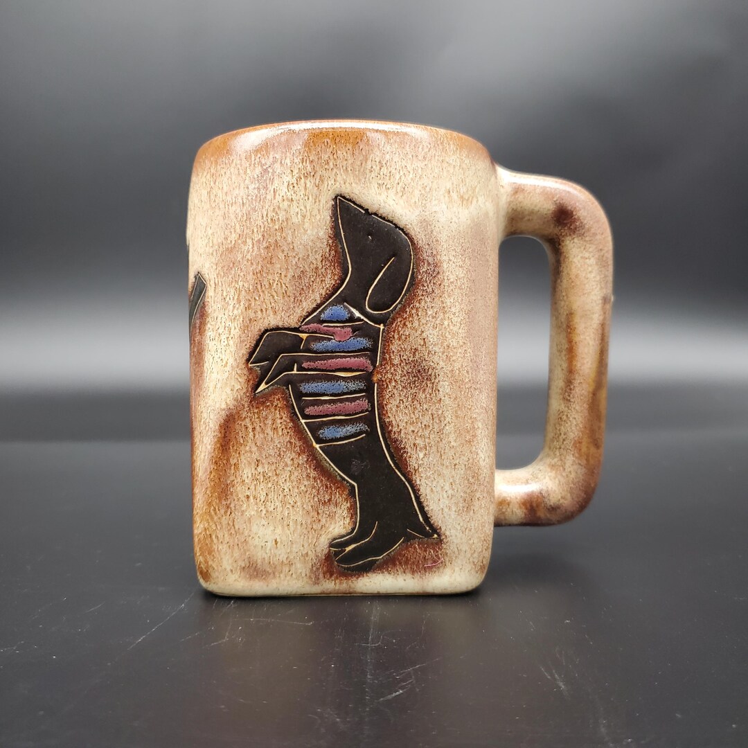Gorgeous Vintage Mara Mexico Stoneware Pottery Mug With 3 Black Dogs in ...