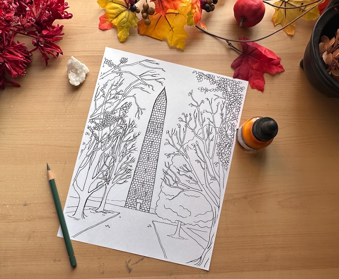 The Bennington Battle Monument - Coloring Page - Printable Adult ...