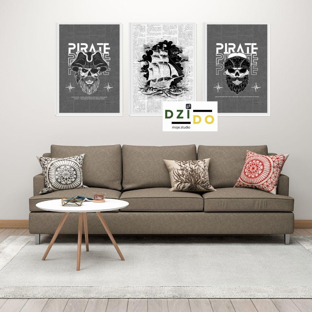 Set of 3, Pirate, Ship, Pirate Artwork, Skeleton Skulls, Pirate ...