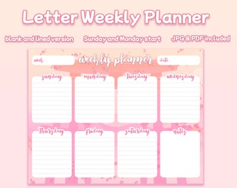 Weekly Printable Planner A4 Download PDF Pink - Etsy