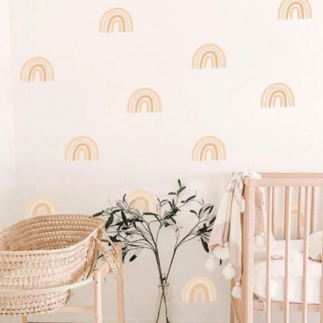 Boho Muted Rainbow Wall Decals - Hand Drawn Rainbow Wall Sticker, Boho ...