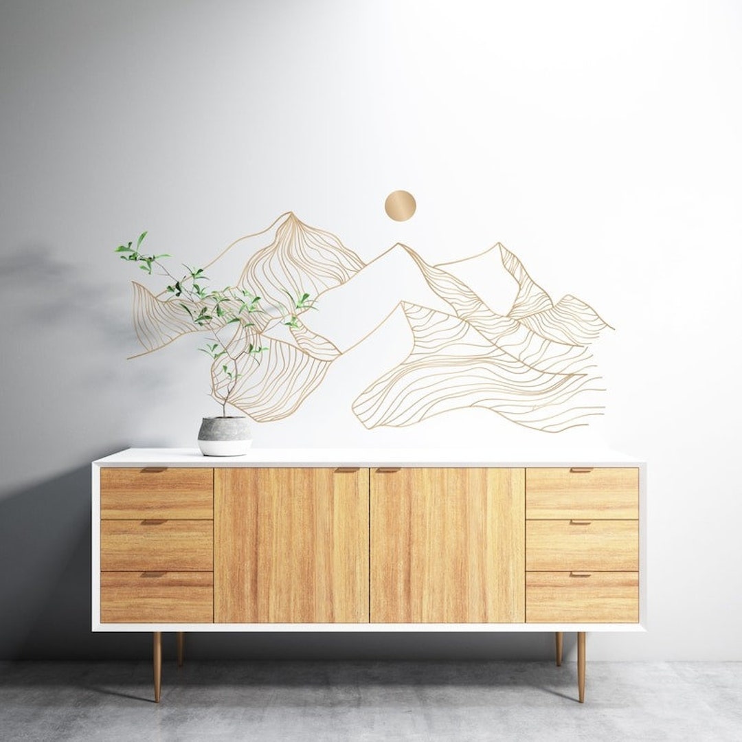 Mountain Wall Decal - Outline Mountains Wall Decal H237 - Etsy