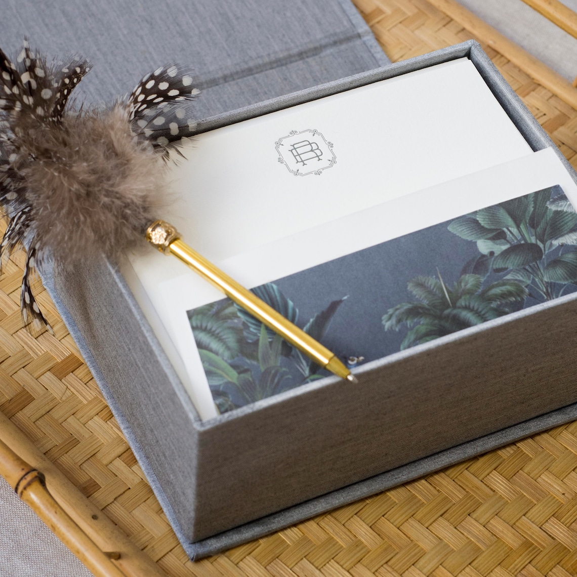 Petite Silver Letterpress Silk Stationery Box P27 | Etsy