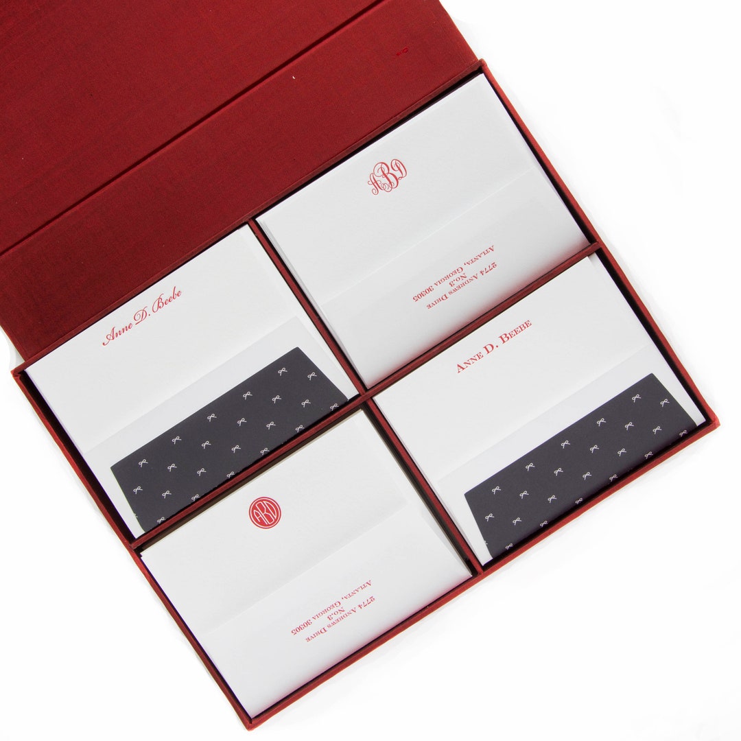Grand Red Letterpress Silk Stationery Box - G21 - Etsy