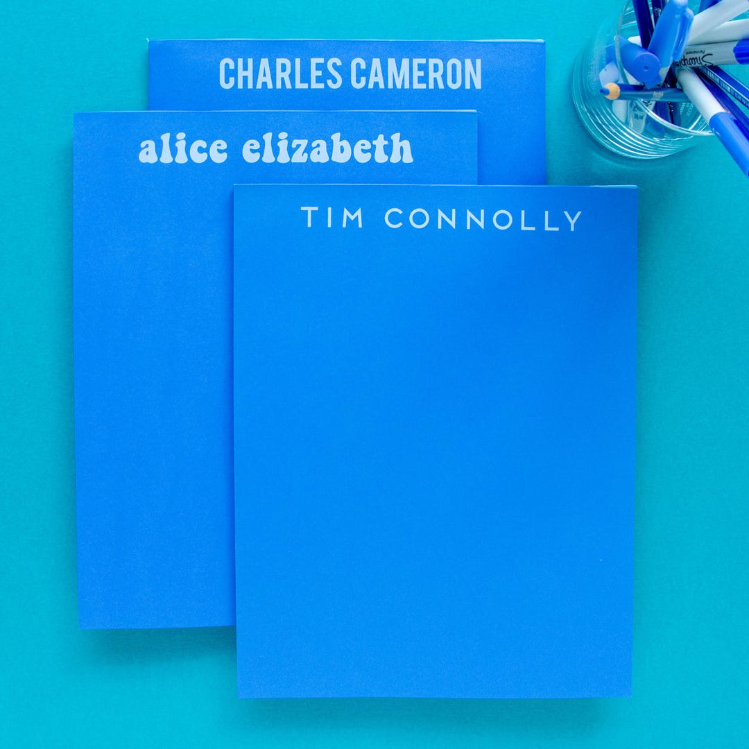 Cobalt Blue Notepad With White Ink - Etsy
