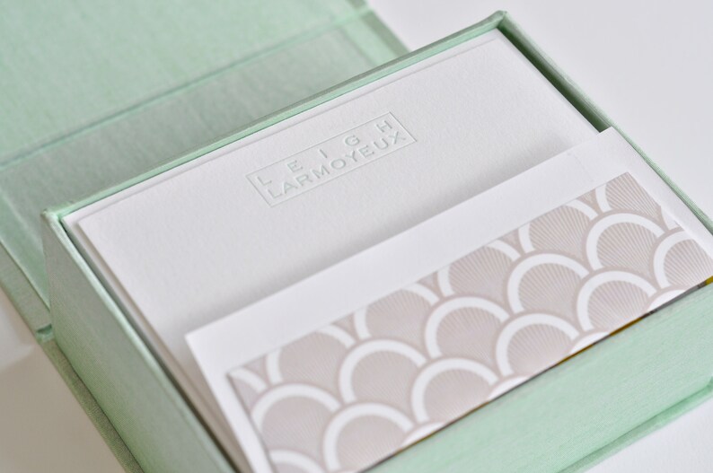 Personalized Petite Seafoam Letterpress Silk Stationery Box - P14 ...