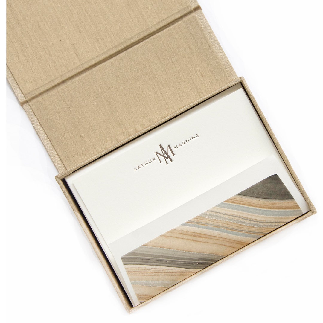 Petite Champagne Letterpress Silk Stationery Box - P29 - Etsy