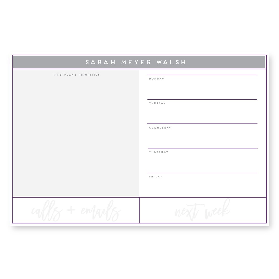Custom Personalized Desk Pad Planner | the Sarah - Etsy