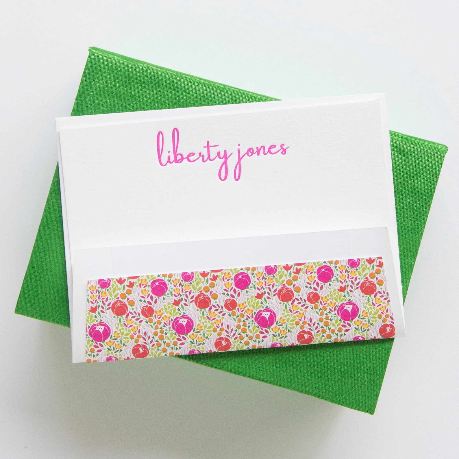 Petite Green Letterpress Silk Stationery Box P26 | Etsy