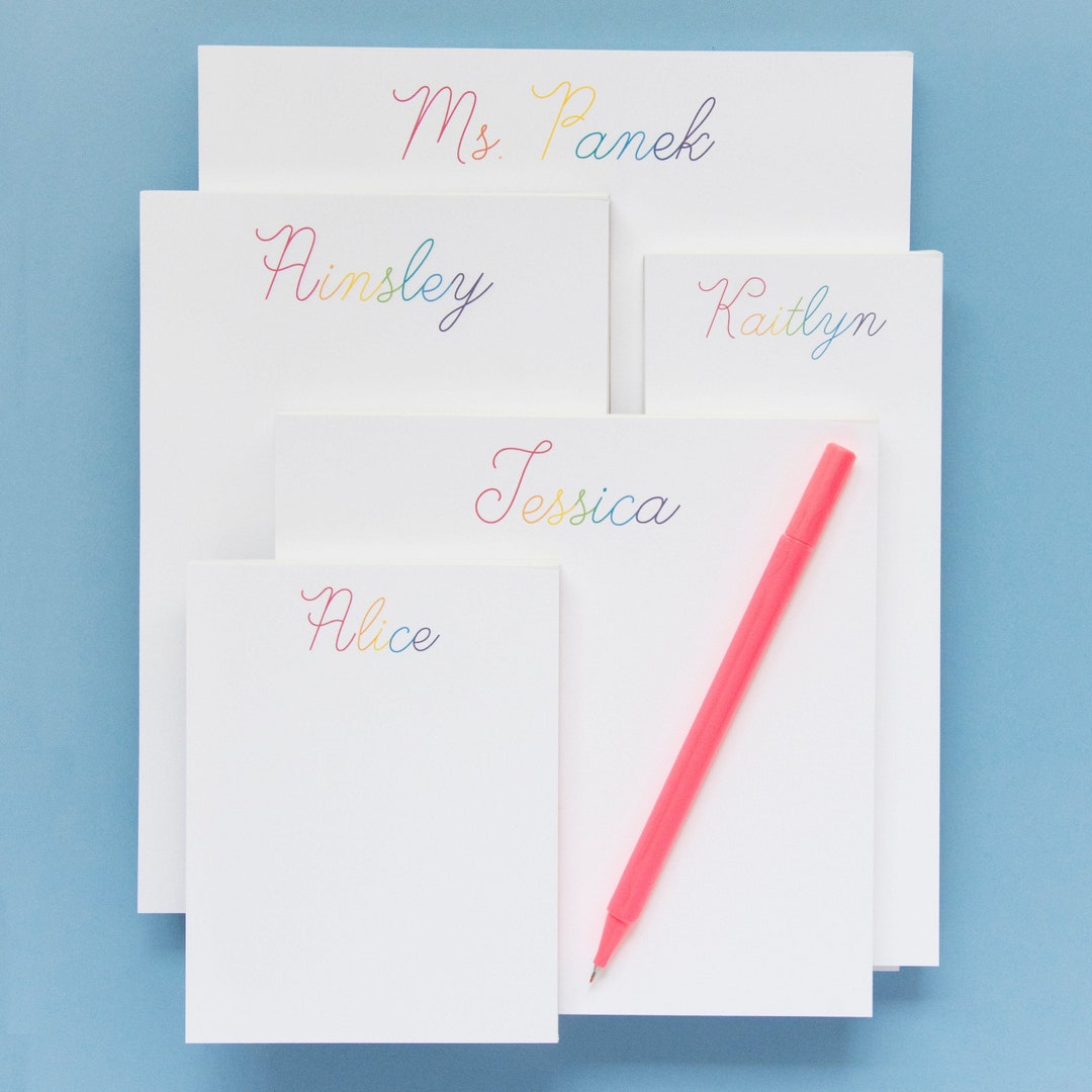 Rainbow Script Notepad With Personalized Name | Custom Colorful Name ...