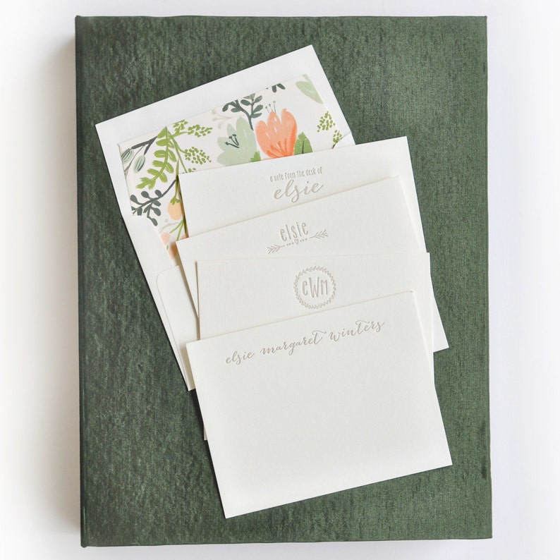 Personalized Grand Pine Letterpress Silk Stationery Box G2 - Etsy