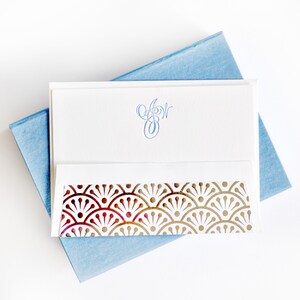 Personalized Petite Light Blue Letterpress Silk Stationery Box - P20 ...