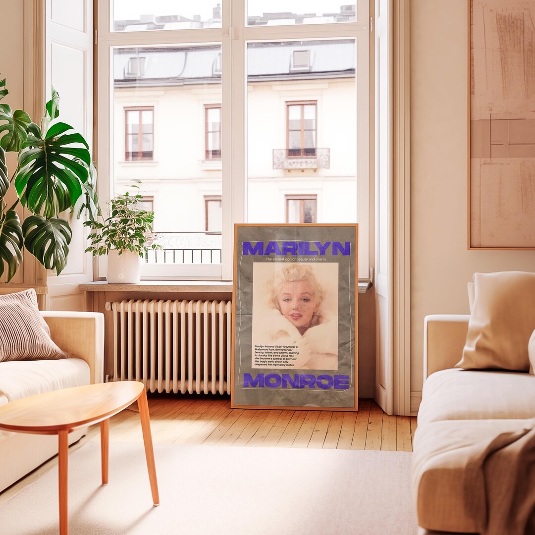 Marilyn Monroe Poster Featuring Iconic Portrait With Bold Text Retro ...