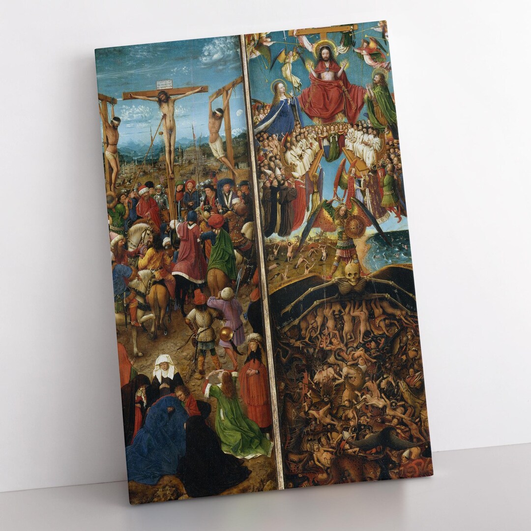 Crucifixion and Last Judgment Framed Canvas Wall Print– Medieval ...
