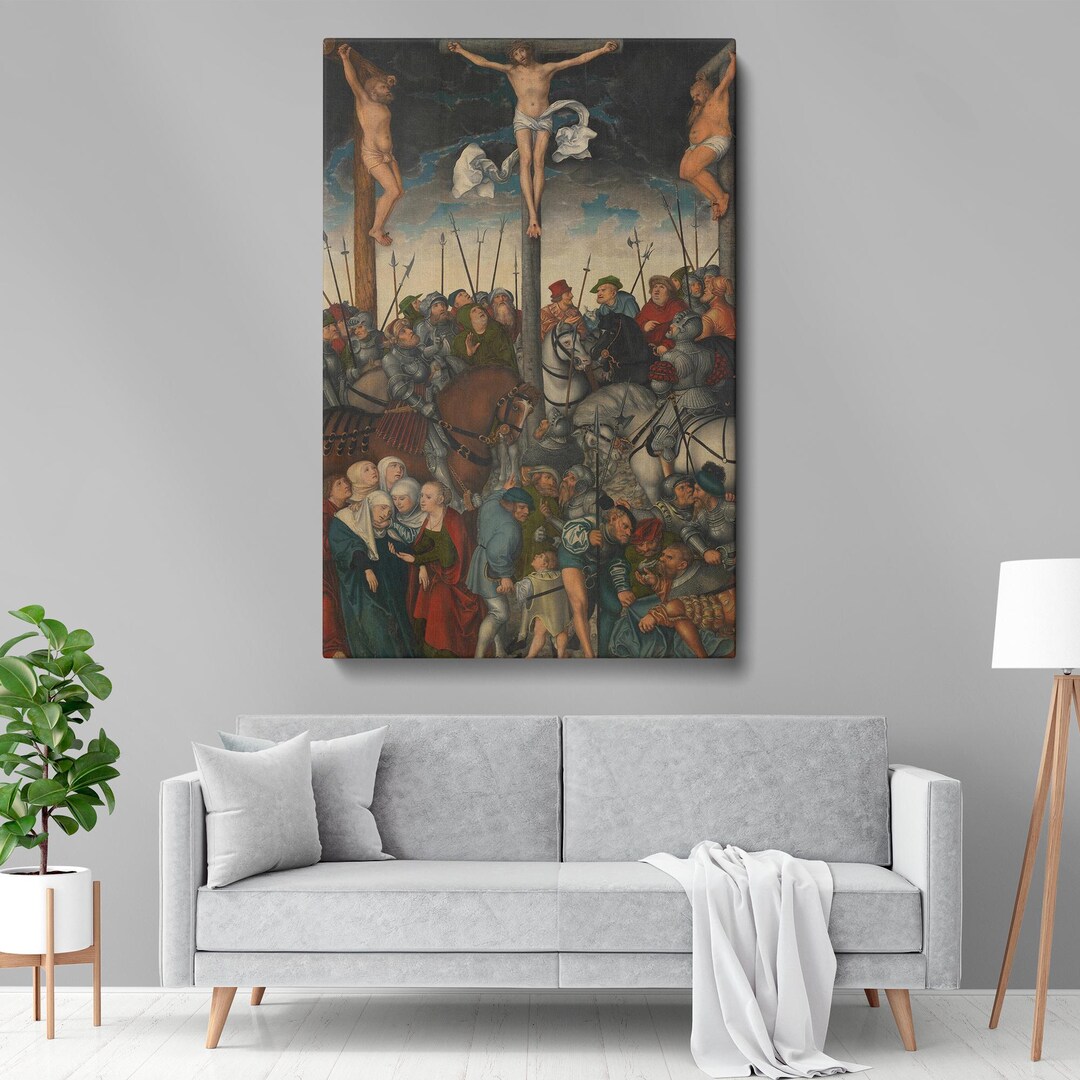 The Crucifixion Canvas Wall Art – Lucas Cranach the Elder Religious Renaissance Painting Print ...