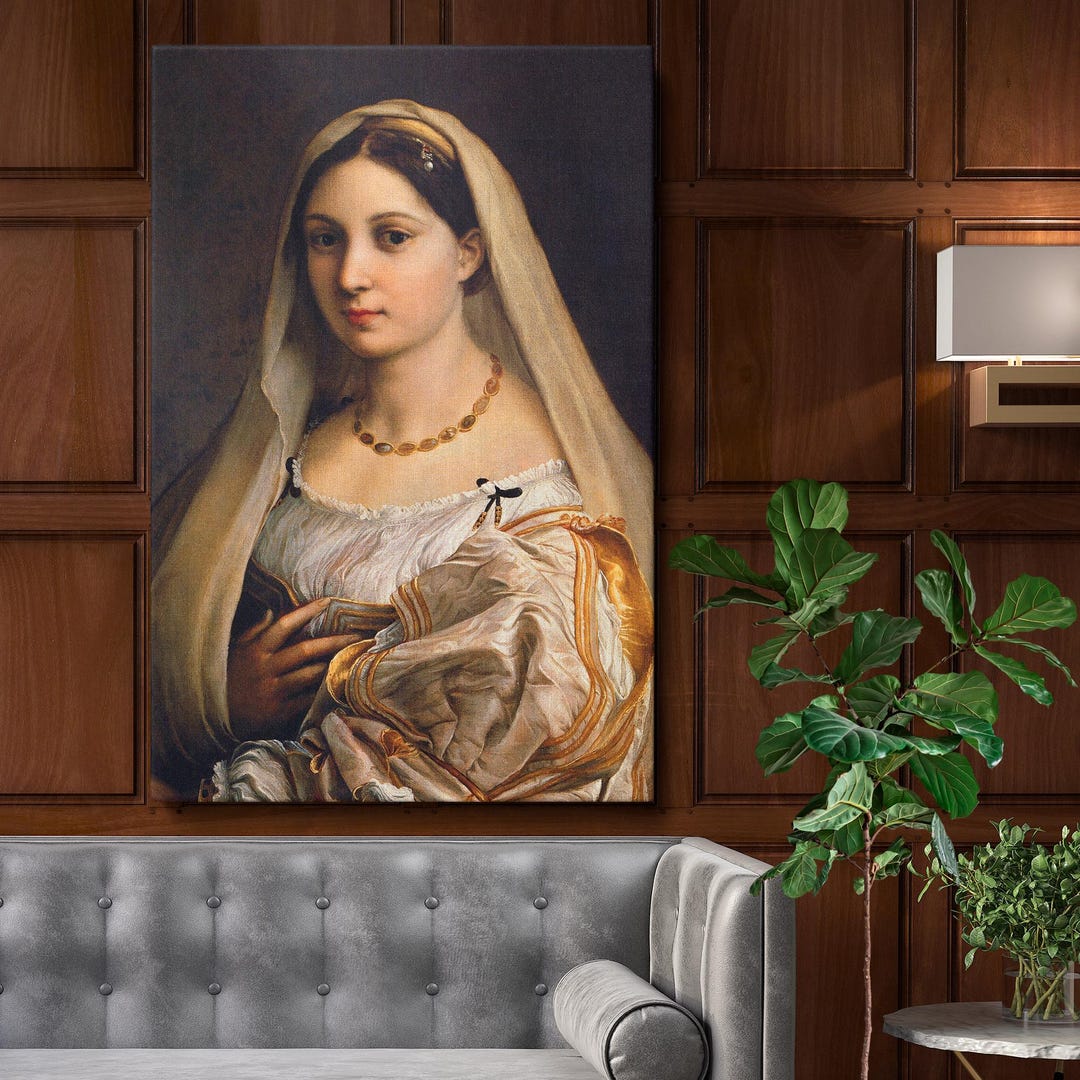 Raphael's Woman With a Veil Wall Canvas - La Donna Velata 1516 Famous ...