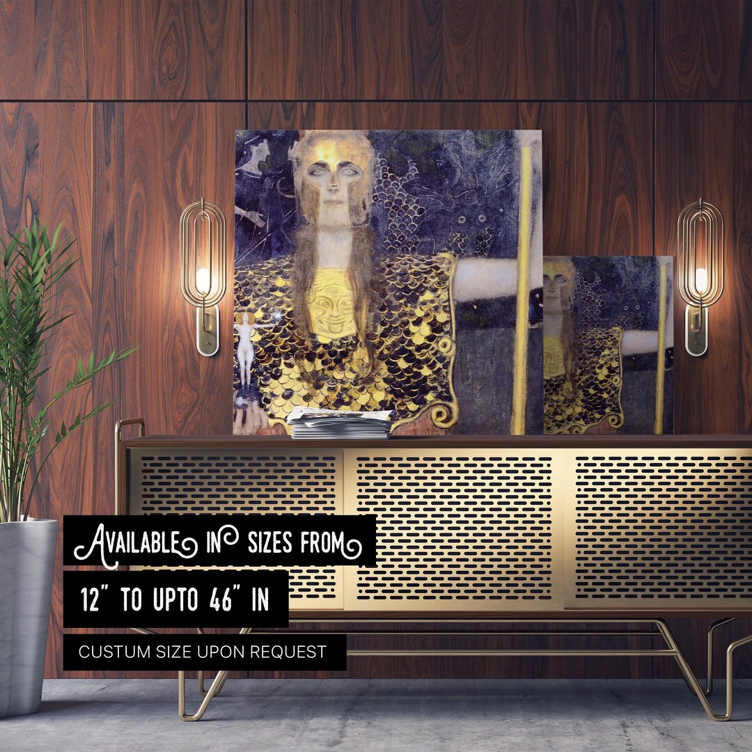 Gustav Klimt Pallas Athena Canvas Wall Art – Golden Symbolic ...