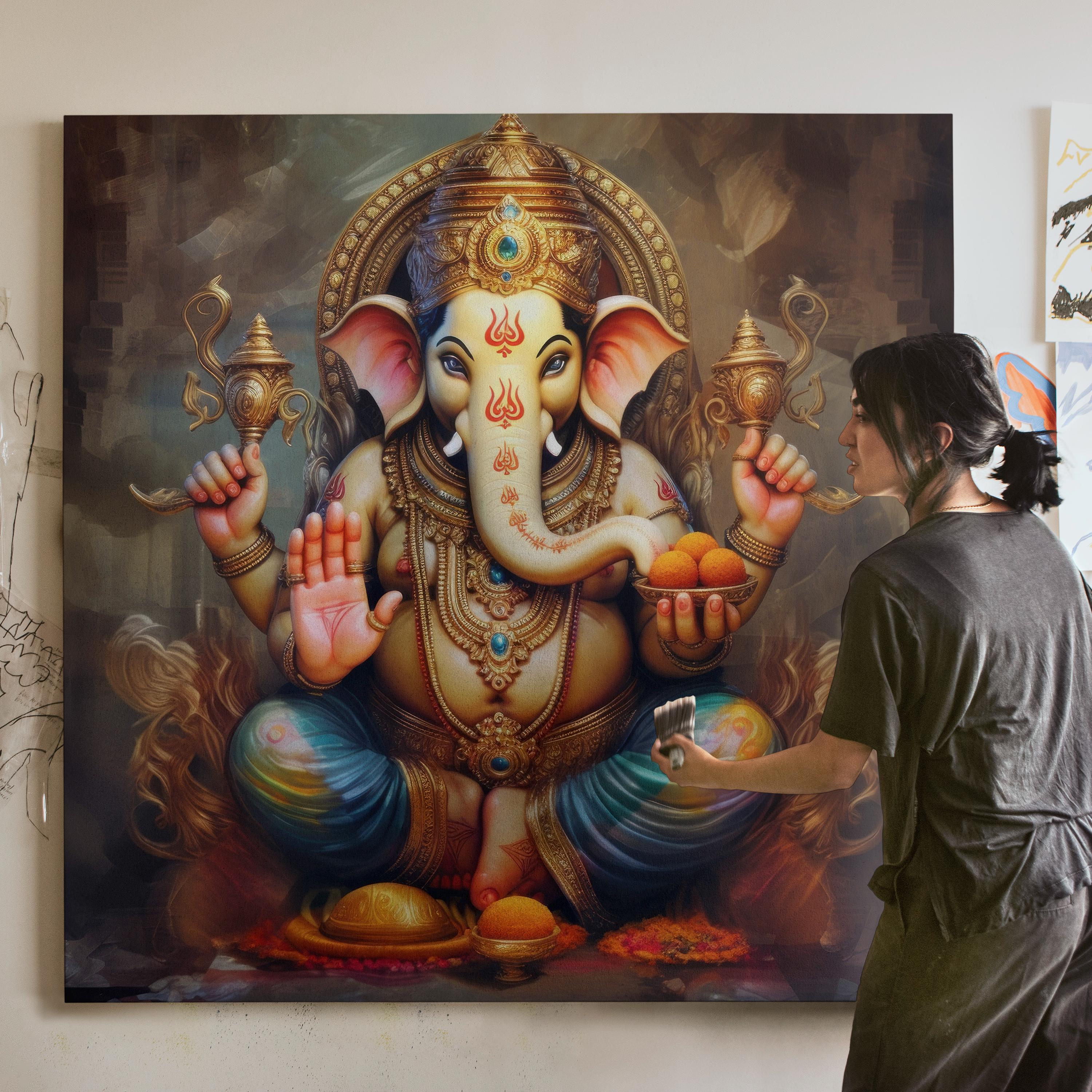 Divine Lord Ganesha Canvas Wall Art – Hindu Spiritual Decor With ...