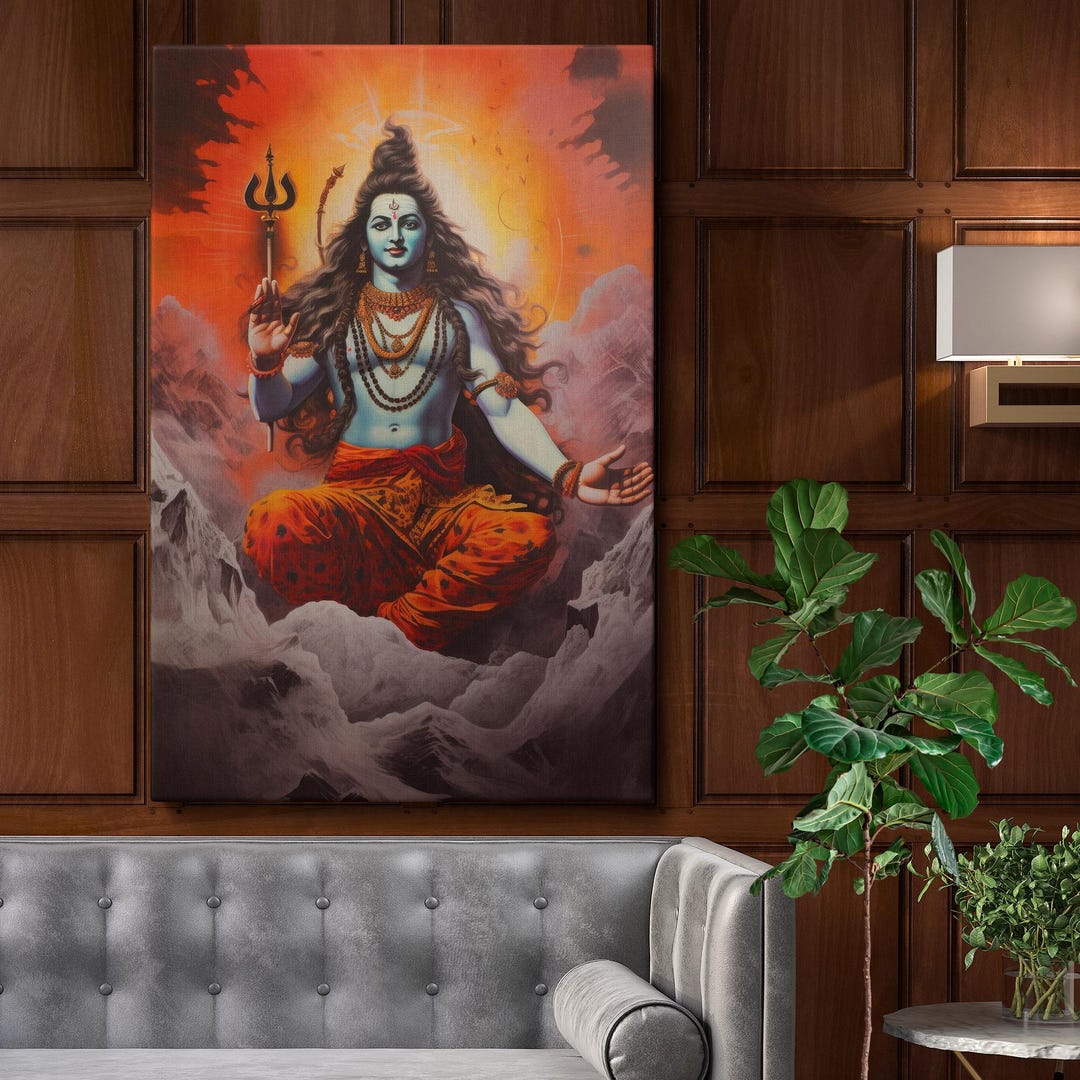 Lord Shiva Wall Canvas Prints - Meditating in Cosmic Maha Shivaratri ...