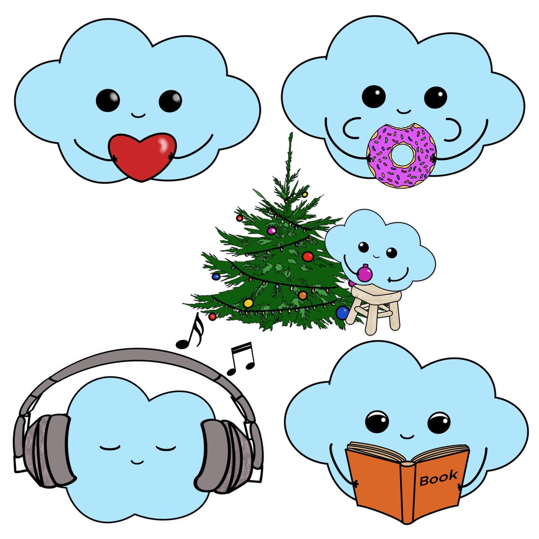 New! 5 Cute Cloud Stickers to Decorate Digital Diaries and Planners ...